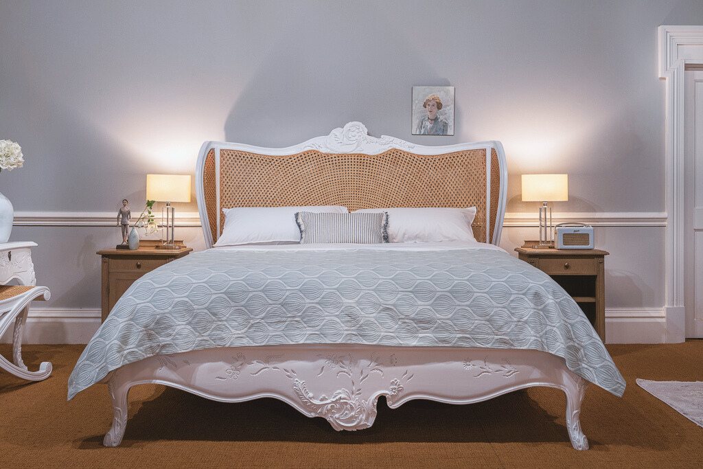 Hand Painted Floral Caned Bed | And So To Bed