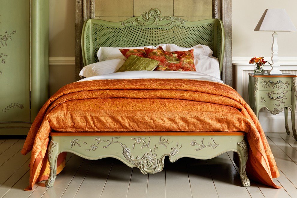 Hand Painted Floral Caned Bed | And So To Bed