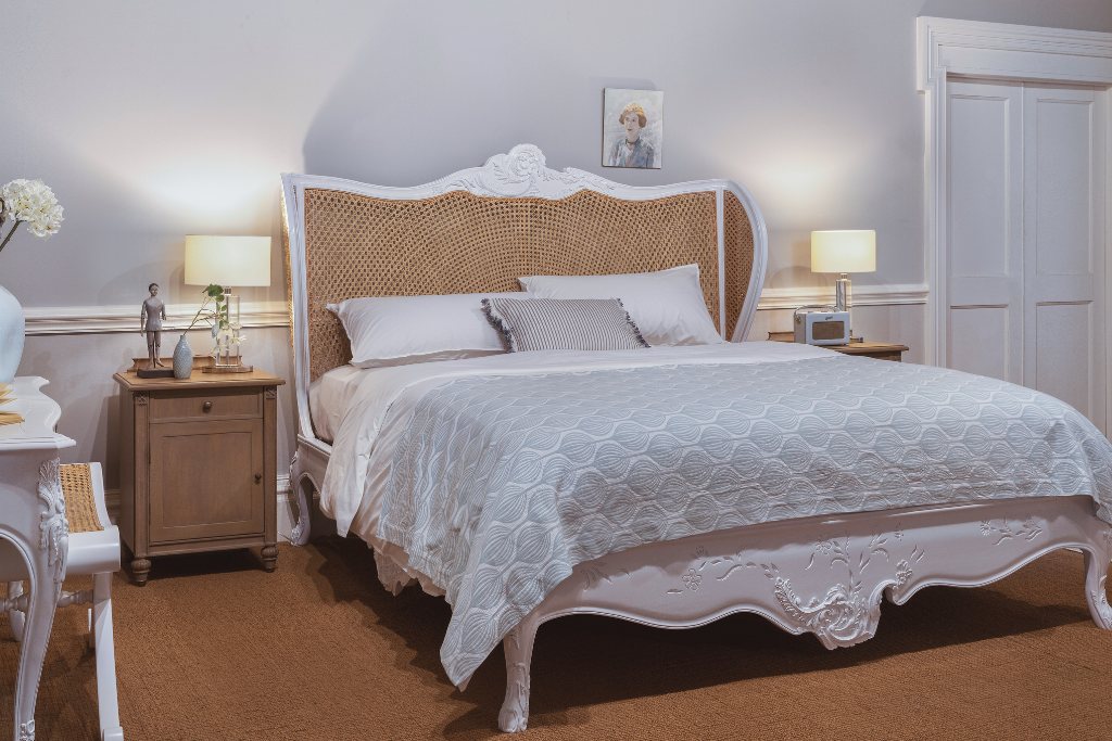 Hand Painted Floral Caned Bed | And So To Bed